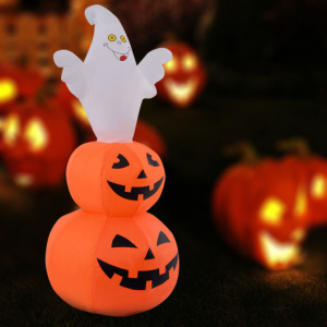 4 ft Inflatable Halloween Ghost Stacked Pumpkins Decoration - dynacart